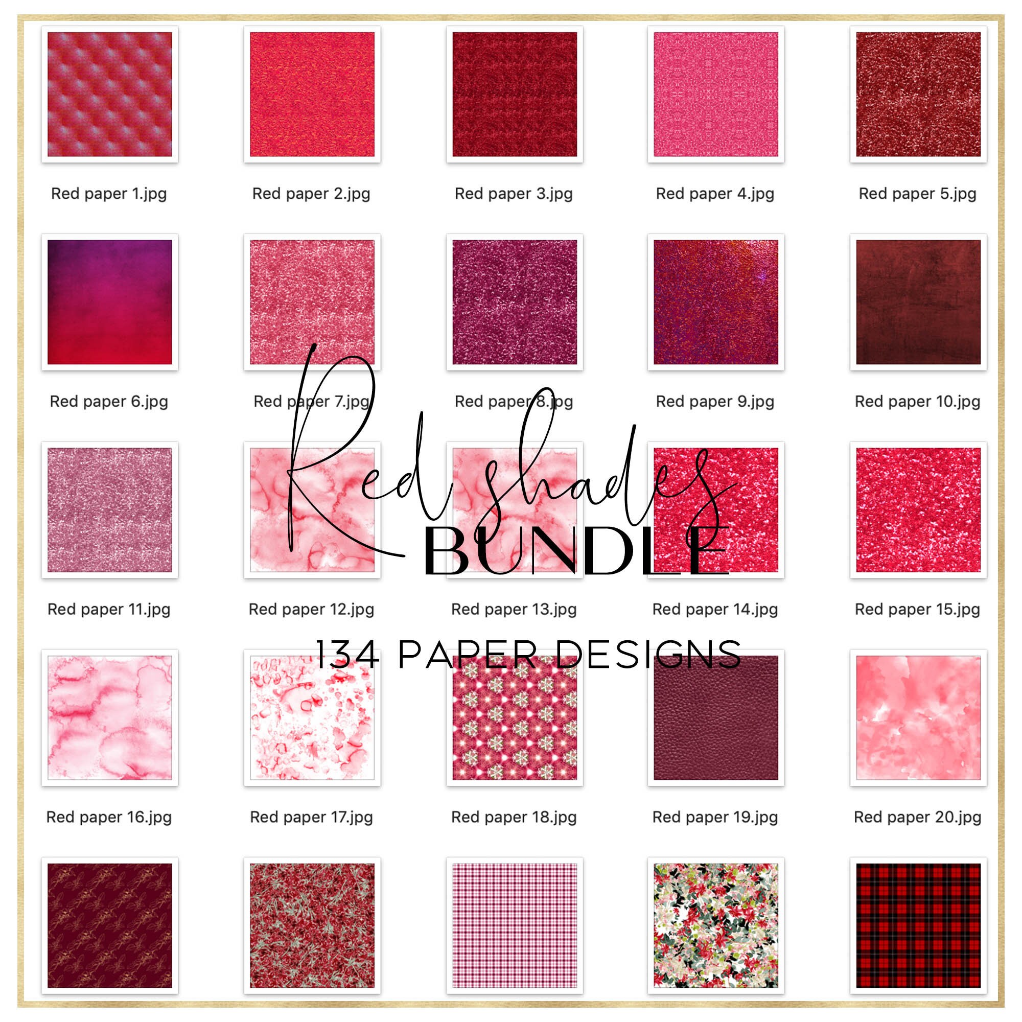 Red Shades BUNDLE Digital Paper Valentine Day Paper Red | Etsy