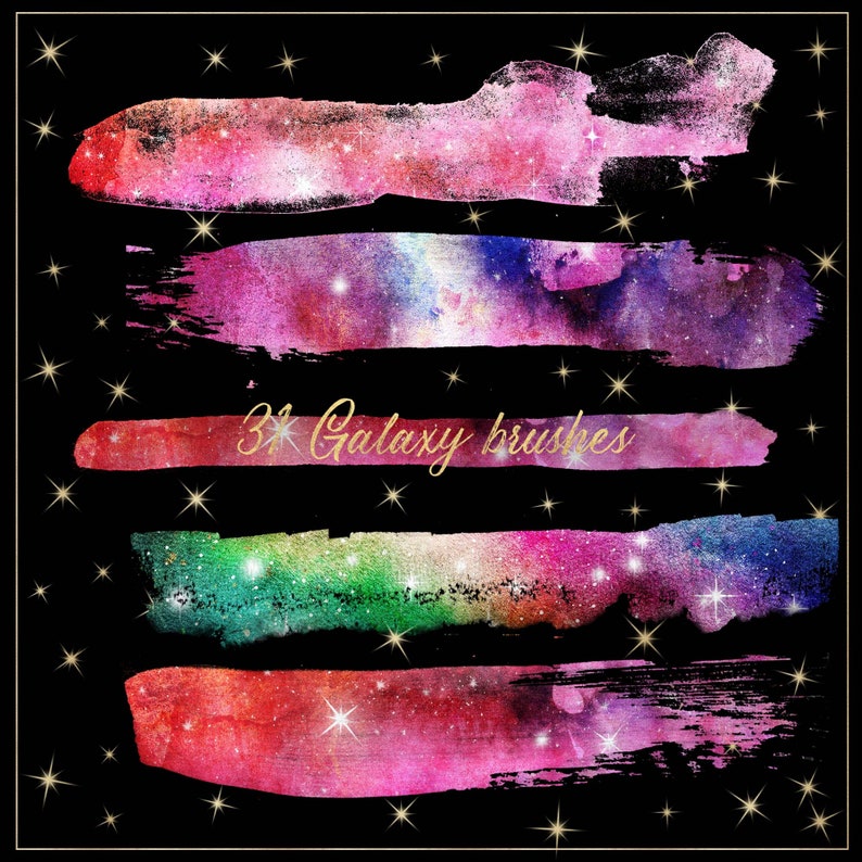 Galaxy Watercolor Brushes CLIPART, PNG Brush Strokes, Stars Clip Art ...