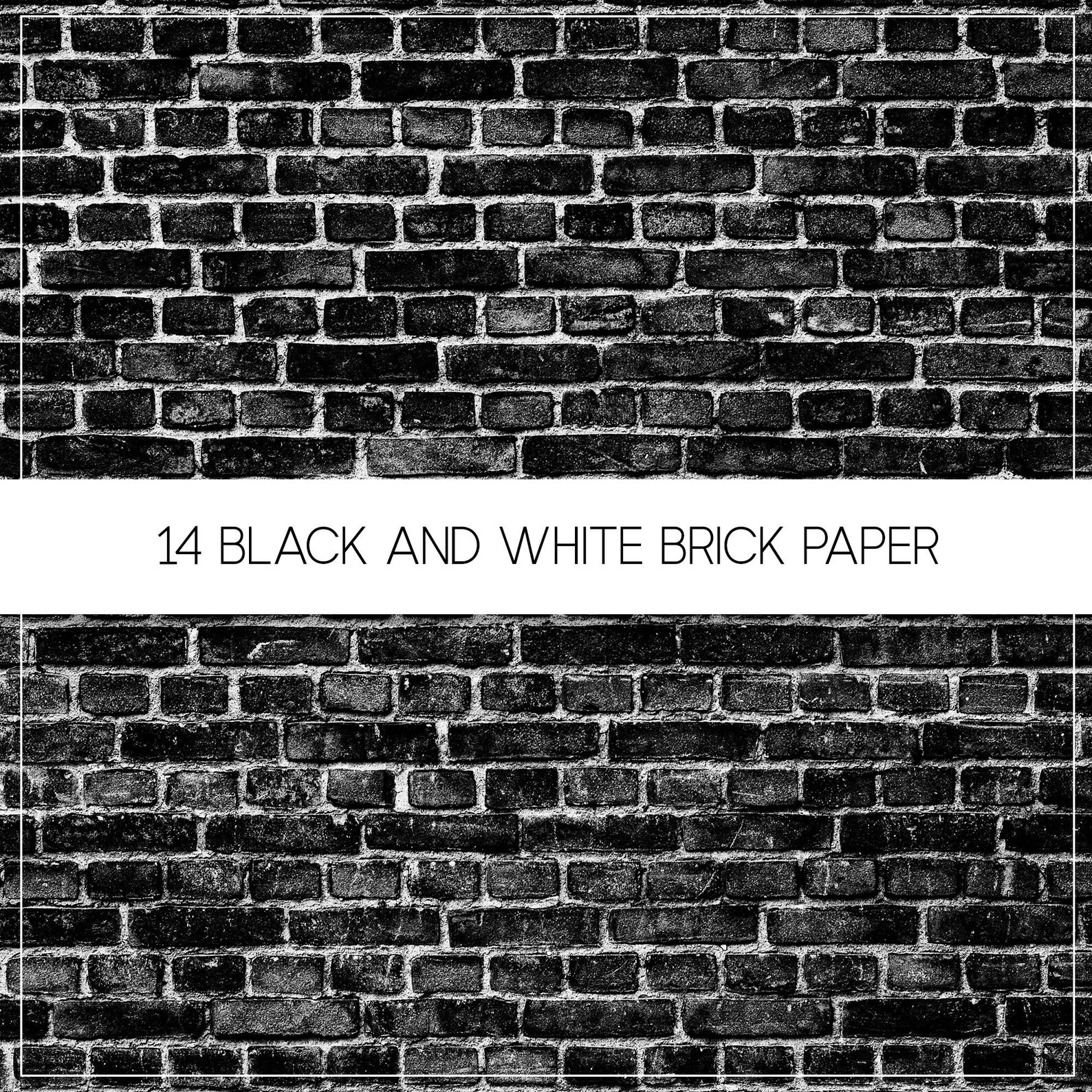 Black and White Brick Digital Paper, Brick Background, Distressed Brick ...