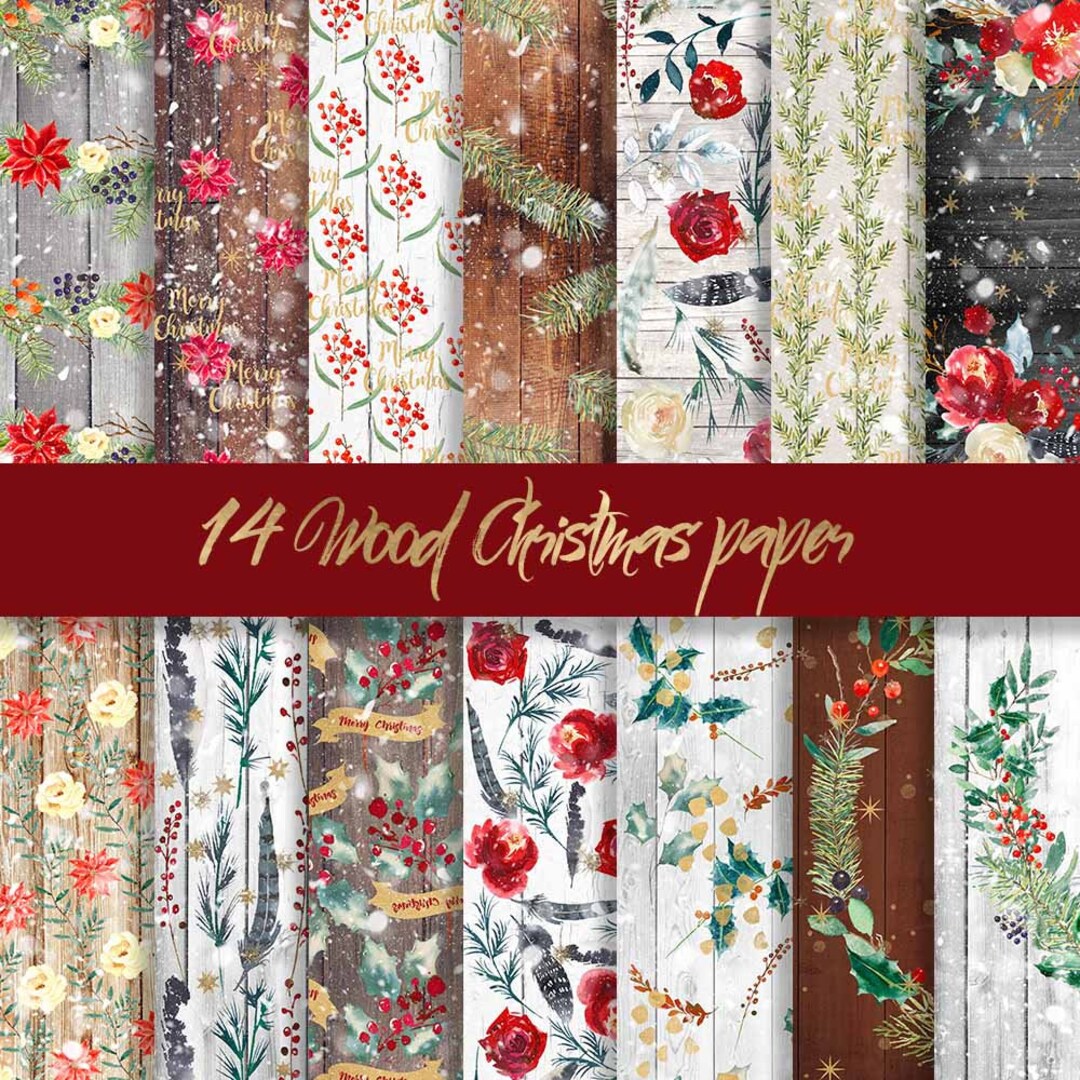 Wood Christmas Digital Paper, Christmas Wood Background, White Wood ...