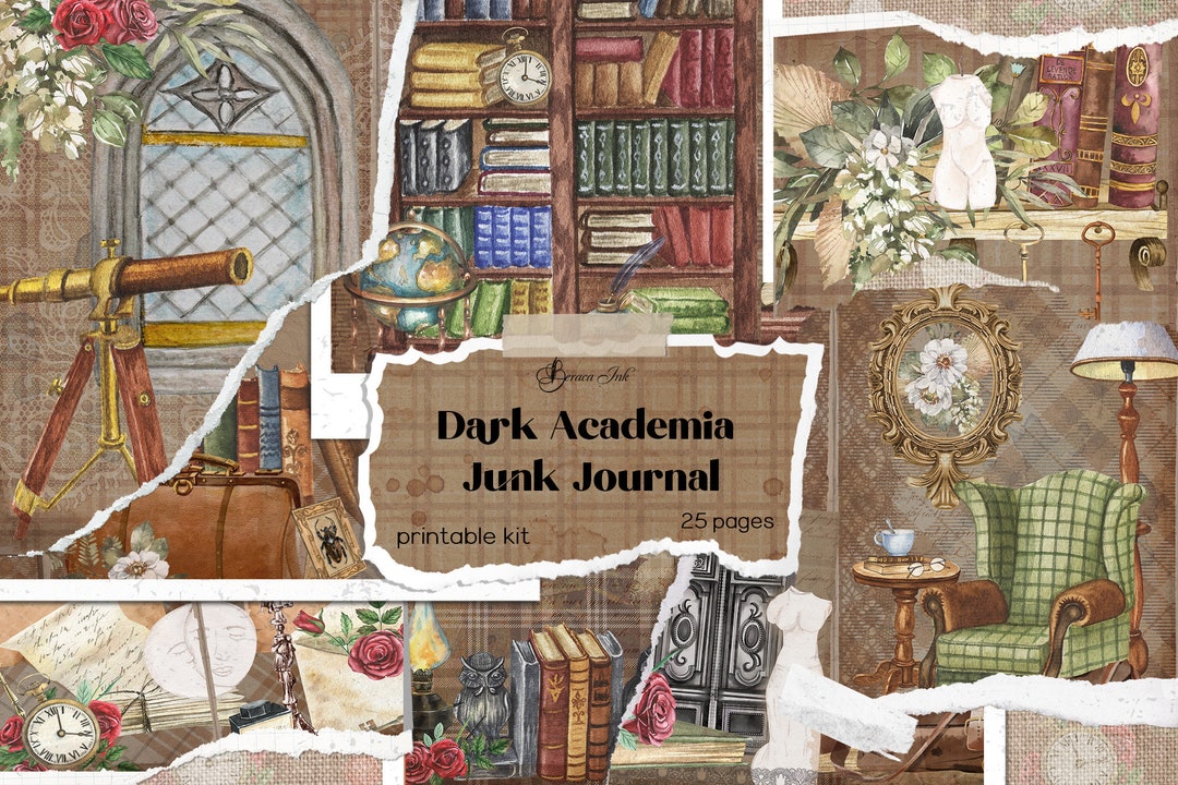 Dark Academia Junk Journal Kit, Printable Digital Gothic Journal Pages ...