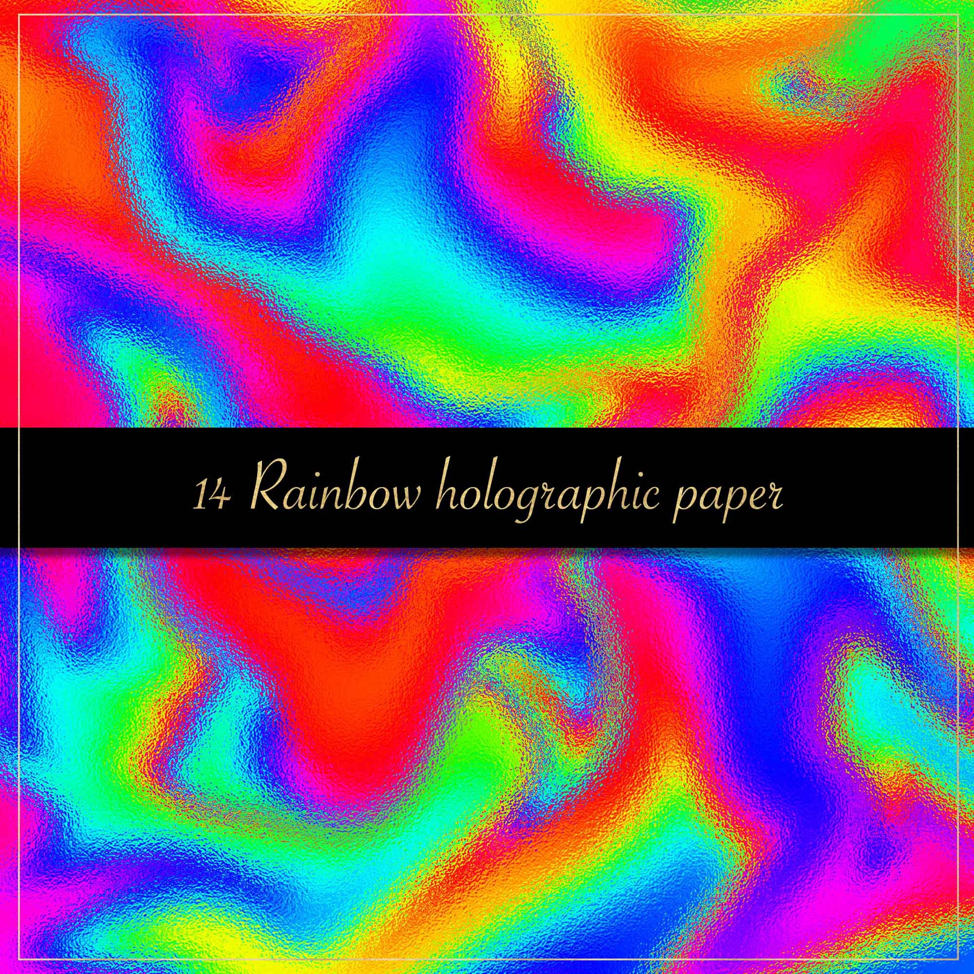 Rainbow Holographic Digital Paper, Iridescent Rainbow, Colorful ...