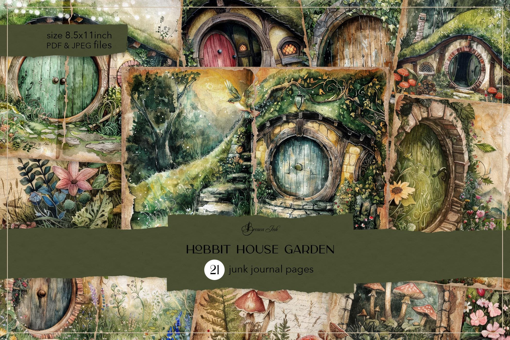 Hobbit House Garden Journal Pages, Hobbit Junk Journal, Forest Digital ...