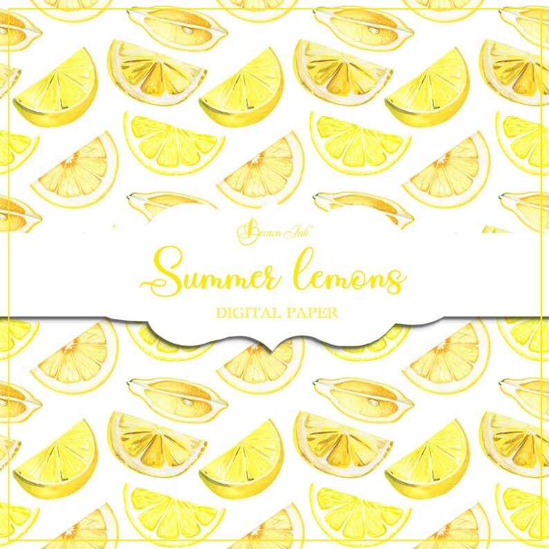 Summer Lemons Digital Paper, Seamless Pattern, Citrus Paper, Lemonade ...