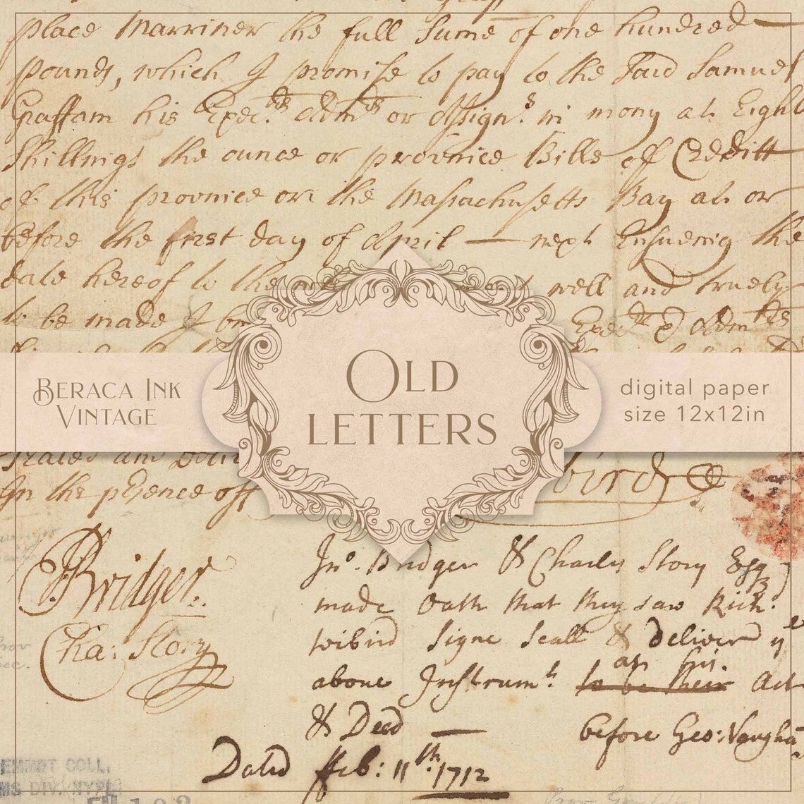 Old Letters Digital Paper, Antique Documents, Ephemera Paper, Vintage ...