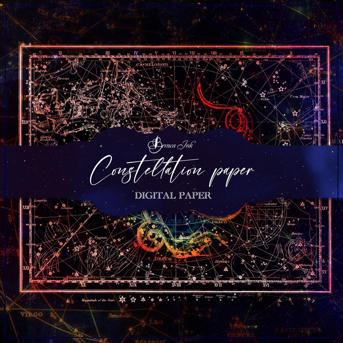 Constellation Digital Paper Galaxy Backdrop Star Map Paper | Etsy
