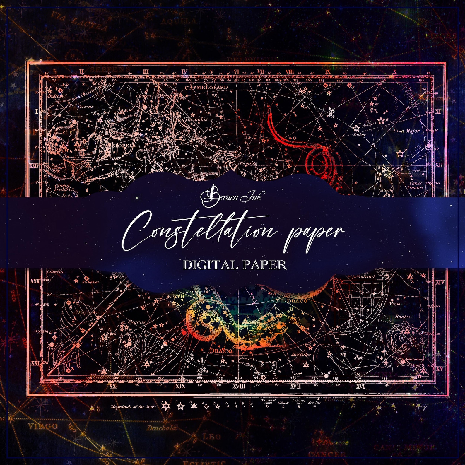 Constellation Digital Paper Galaxy Backdrop Star Map Paper - Etsy
