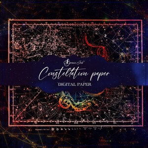 Constellation Digital Paper, Galaxy Backdrop, Star Map Paper, Outer ...