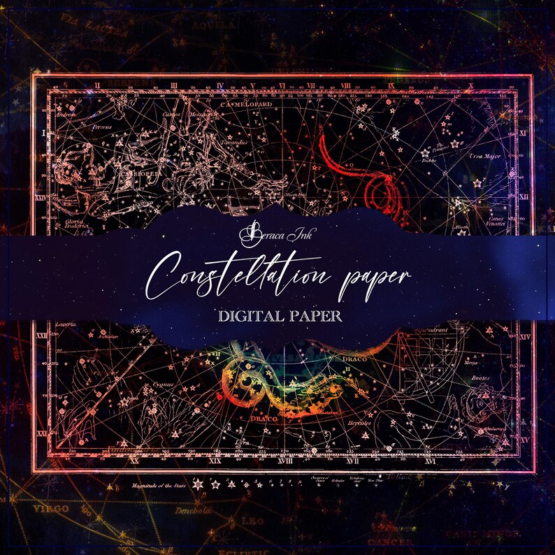 Constellation Digital Paper Galaxy Backdrop Star Map Paper - Etsy