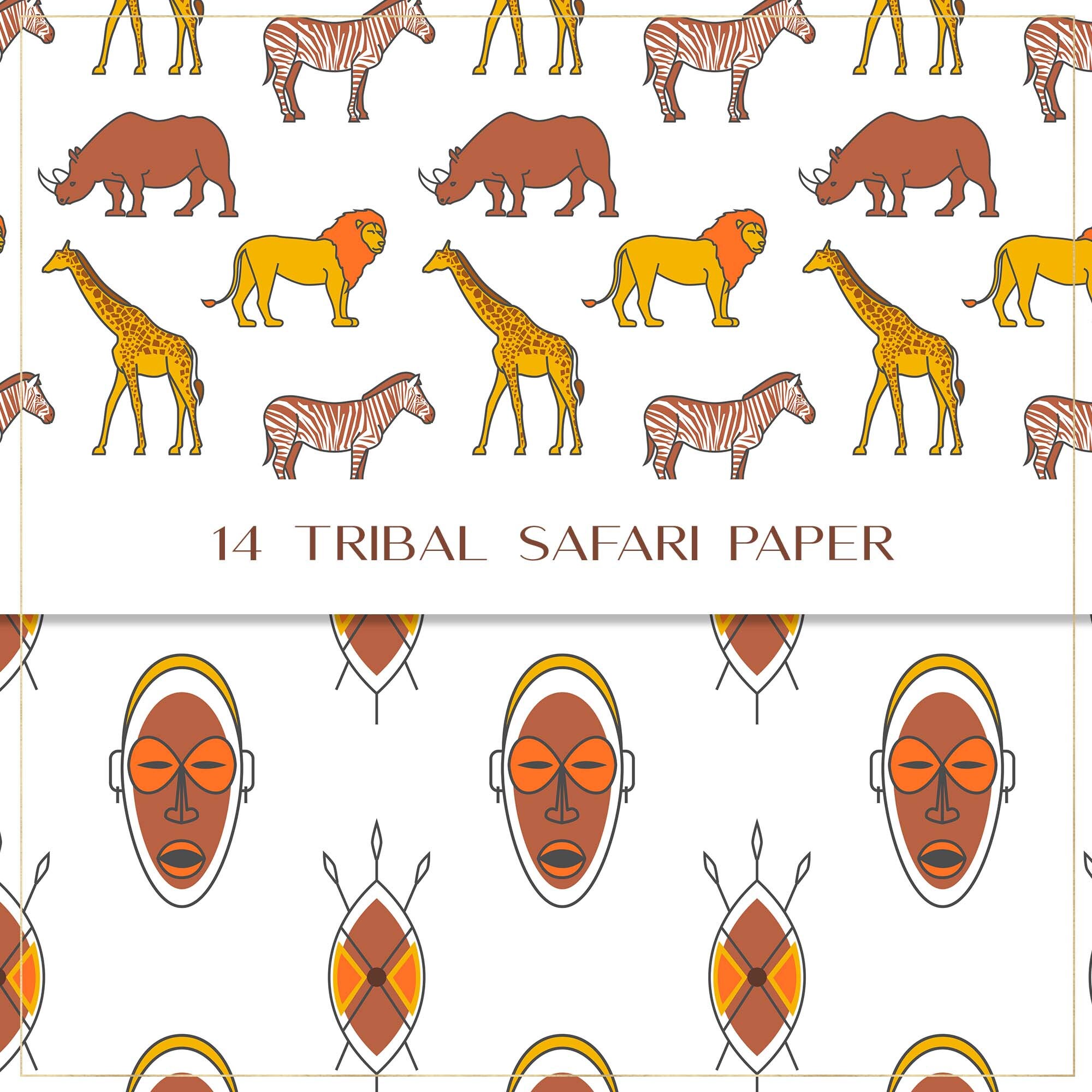 Tribal Safari Digital Paper Seamless Paper Jungle Animals | Etsy