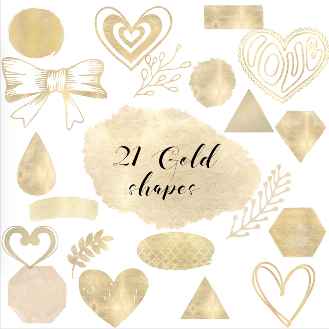 Gold Clipart, Glitter Clipart, Gold Ribbon, Gold Heart, Gold Clip Art ...