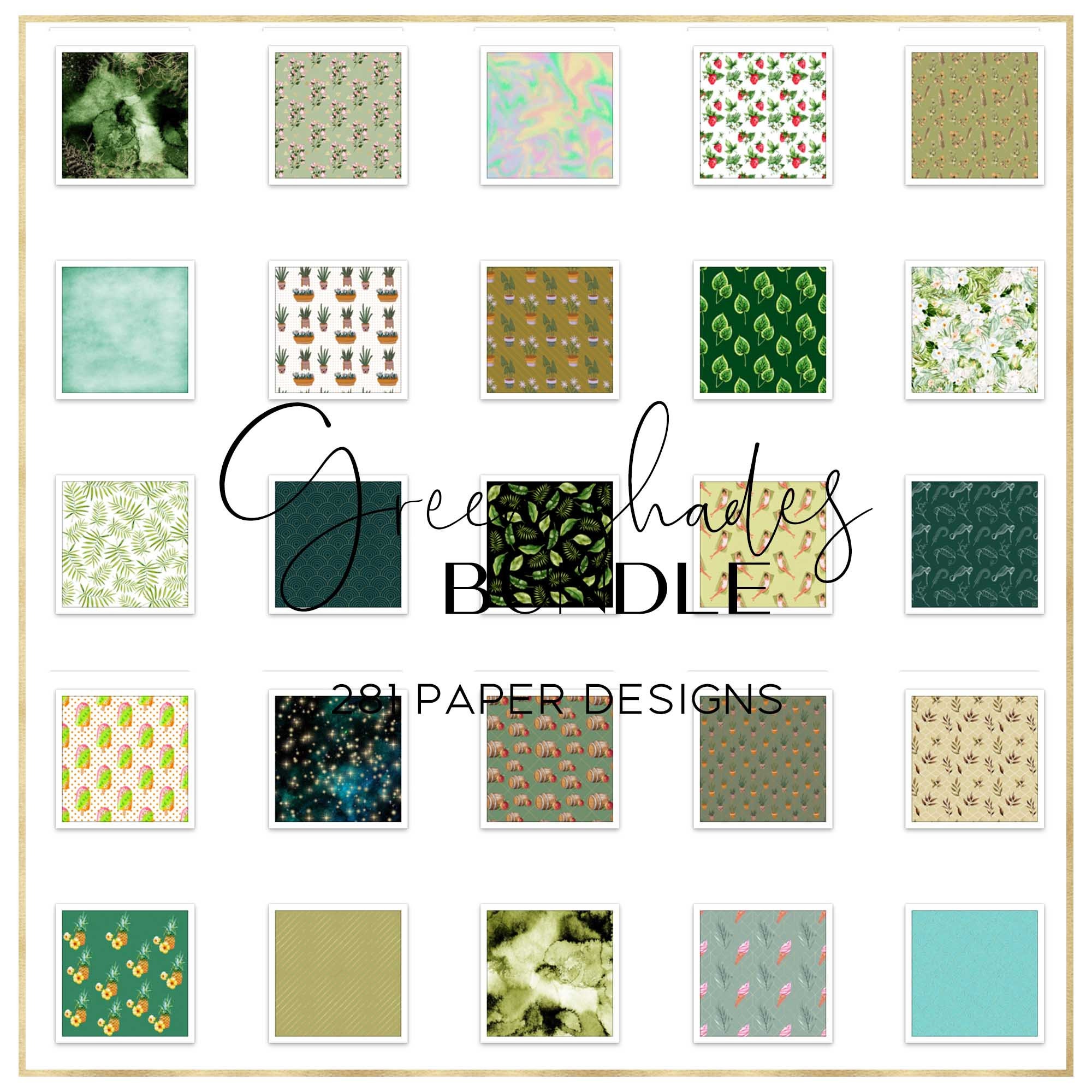 Green Shades BUNDLE Digital Paper Green Wallpaper Green | Etsy