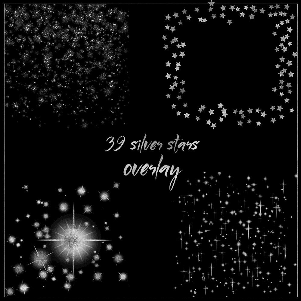 Silver Stars Clipart, Silver Star Overlay, Silver Glitter Stars, Starry ...
