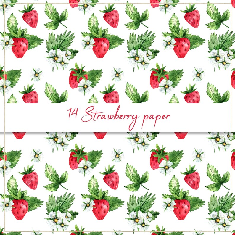Strawberry Digital Paper Seamless Pattern Strawberry | Etsy