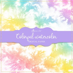 Colorful Watercolor Digital Paper, Rainbow Wallpaper, Gradient ...