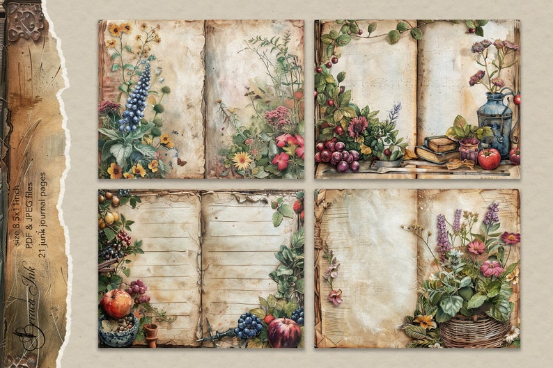 Vintage Farm Journal Pages, Rustic Digital Journal, Thanksgiving ...