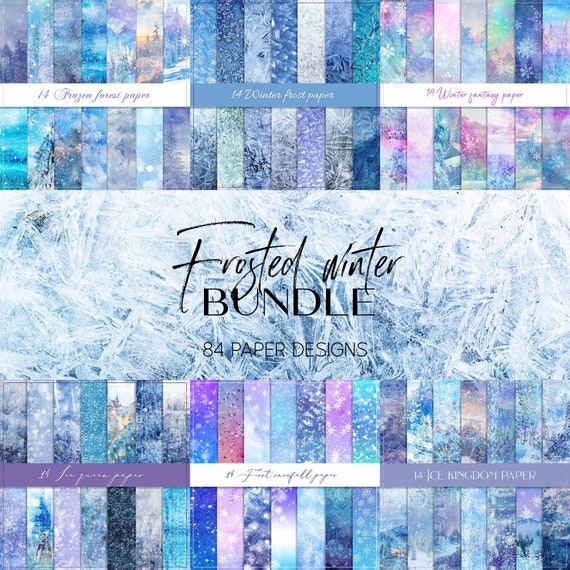 Frosted Winter Bundle Digital Paper White Christmas Blue - Etsy