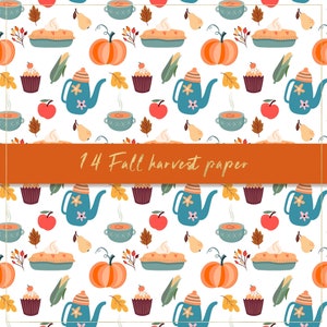 Fall Harvest Digital Paper, Seamless Pattern, Autumn Background ...