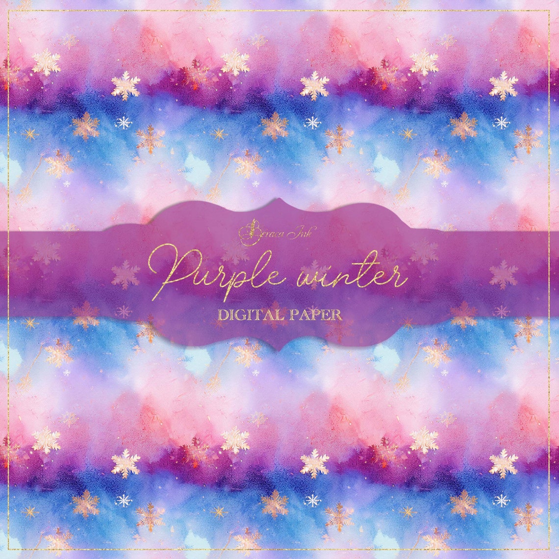 Purple Winter Digital Paper Seamless Pattern Pink - Etsy