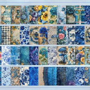 Blue Junk Journal Pages Bundle, Hydrangeas Junk Journal, Shabby Chic ...