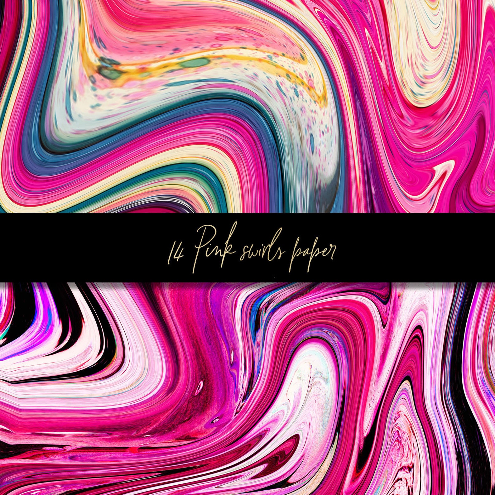 Pink swirls digital paper pink liquid marble pink gold | Etsy