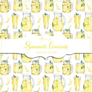 Summer Lemons Digital Paper, Seamless Pattern, Citrus Paper, Lemonade ...