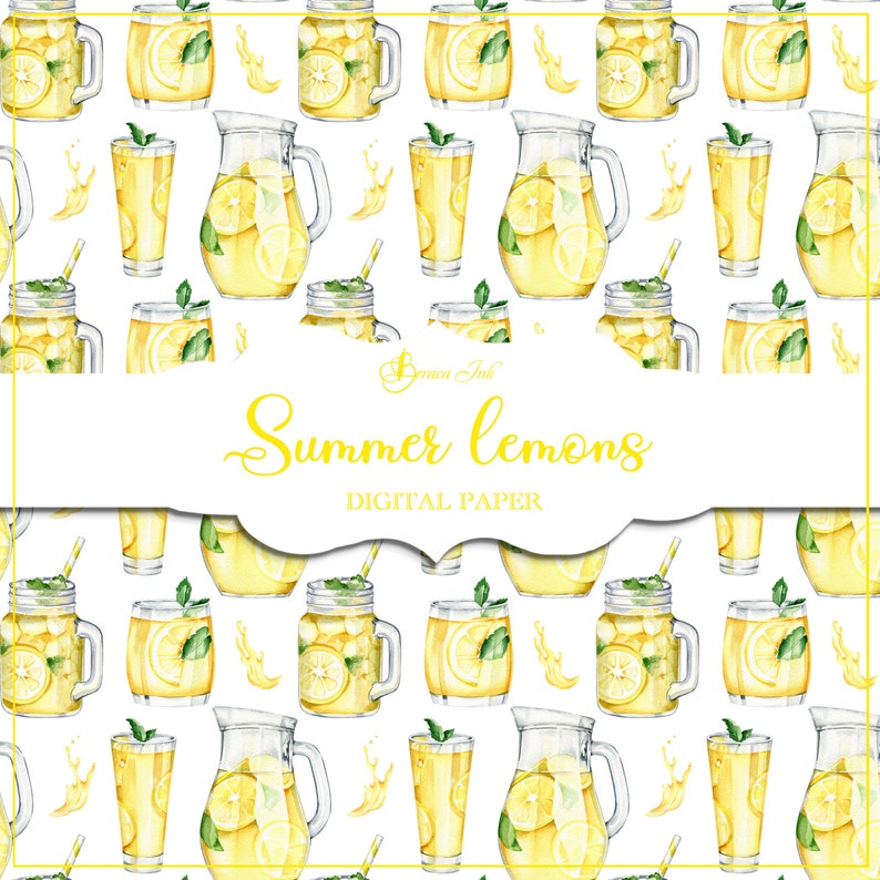 Summer Lemons Digital Paper, Seamless Pattern, Citrus Paper, Lemonade ...