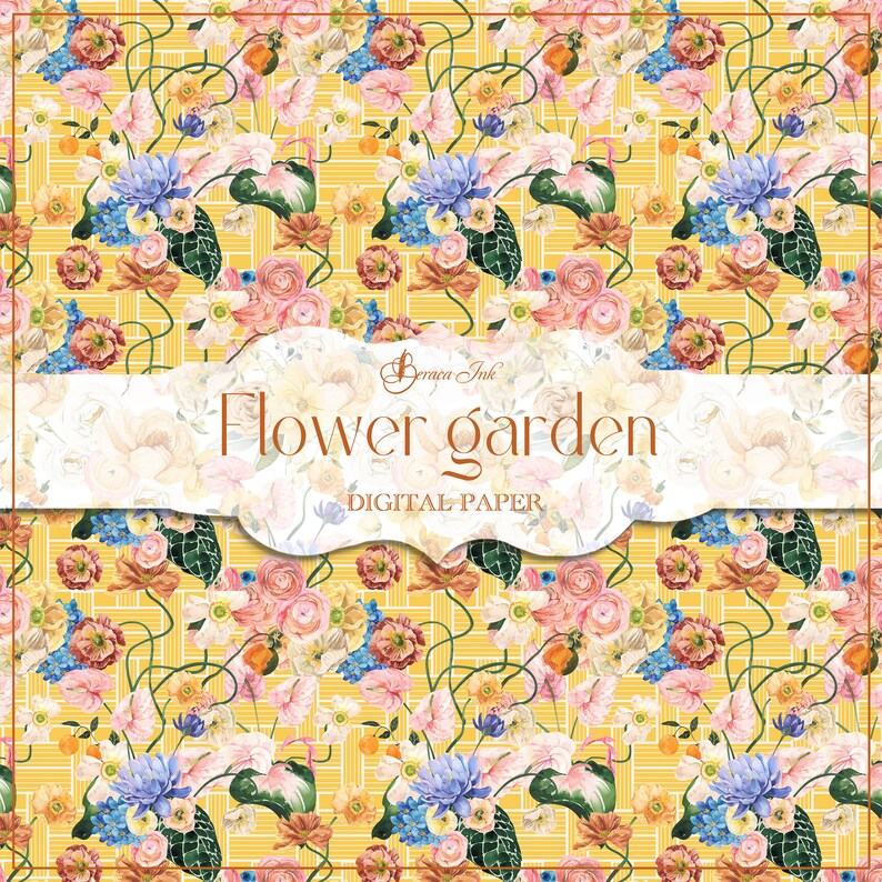 Flower Garden Digital Paper Seamless Pattern Bohemian - Etsy