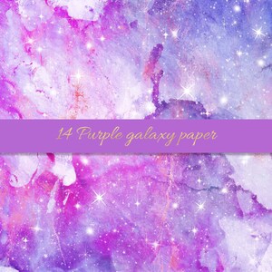 Purple Galaxy Digital Paper, Galaxy Pattern, Purple Watercolor, Unicorn ...