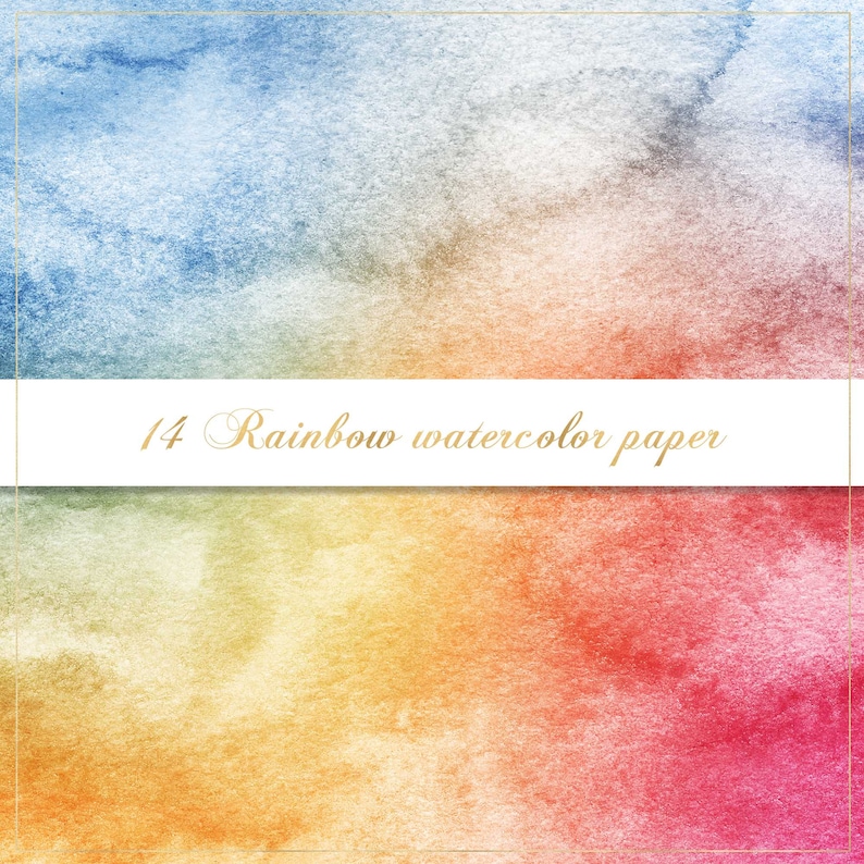 Rainbow Watercolor Digital Paper Ombre Background Rainbow - Etsy