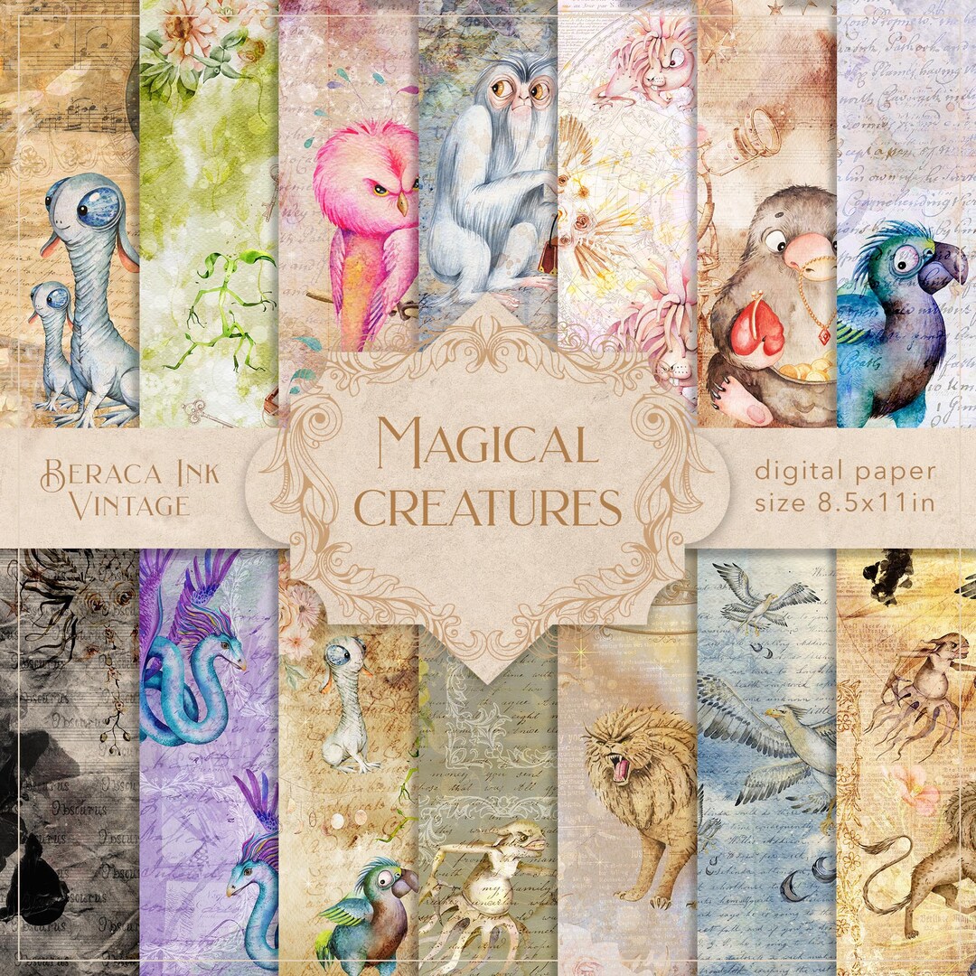 Magical Creatures Digital Paper LETTER SIZE Fantastic - Etsy UK