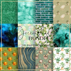 Green Shades BUNDLE Digital Paper, Green Wallpaper, Green Galaxy Paper ...