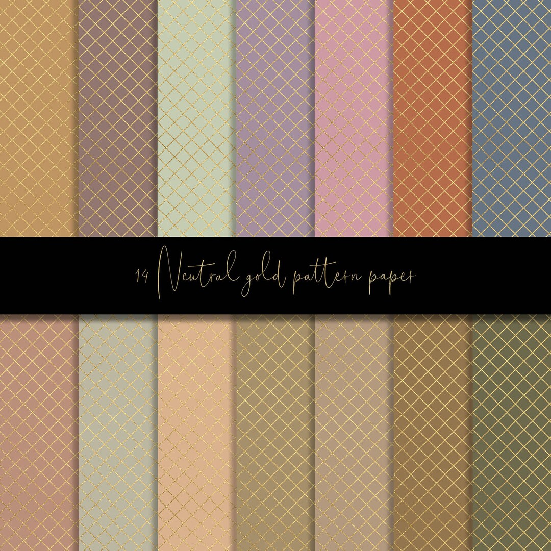 Neutral Gold Pattern Digital Paper, Neutral Paper, Gold Geometric ...