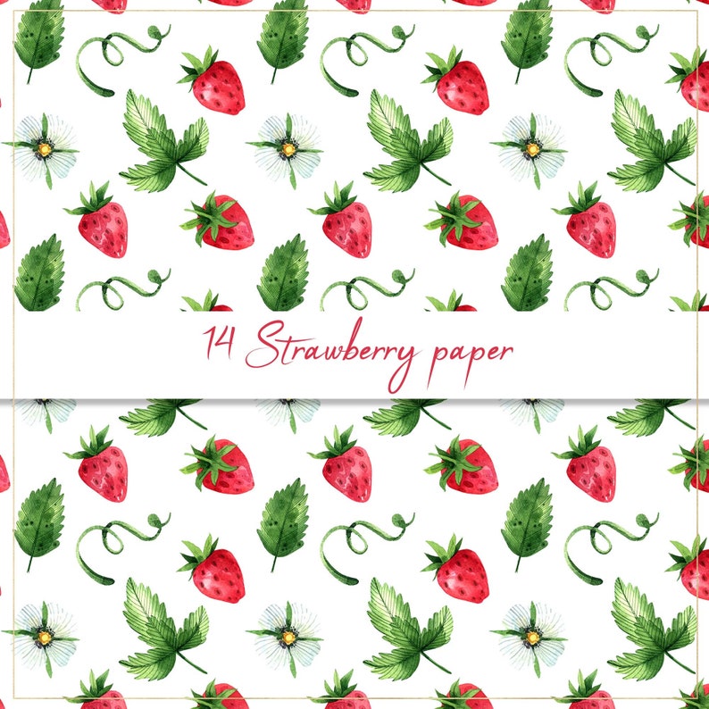Strawberry Digital Paper Seamless Pattern Strawberry | Etsy