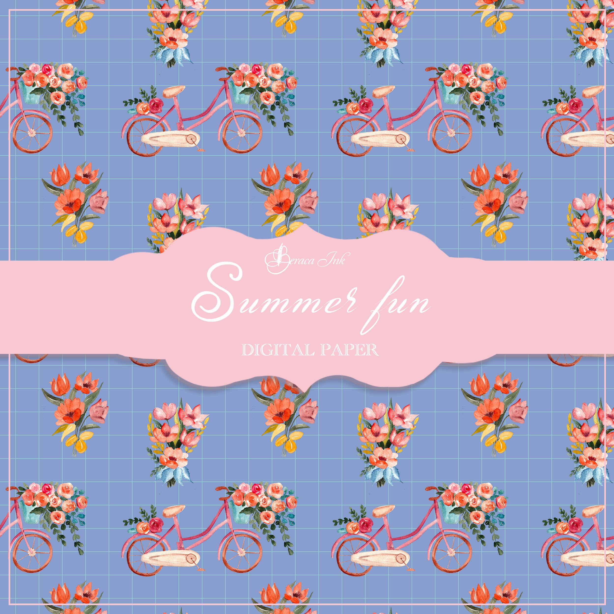 Summer Fun Digital Paper Seamless Pattern Watercolor Summer - Etsy