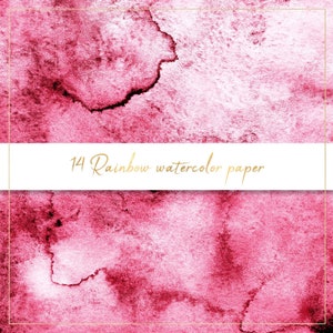 Dark Rainbow Watercolor Digital Paper, Colorful Background, Pink ...