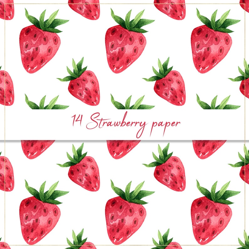 Strawberry Digital Paper Seamless Pattern Strawberry - Etsy