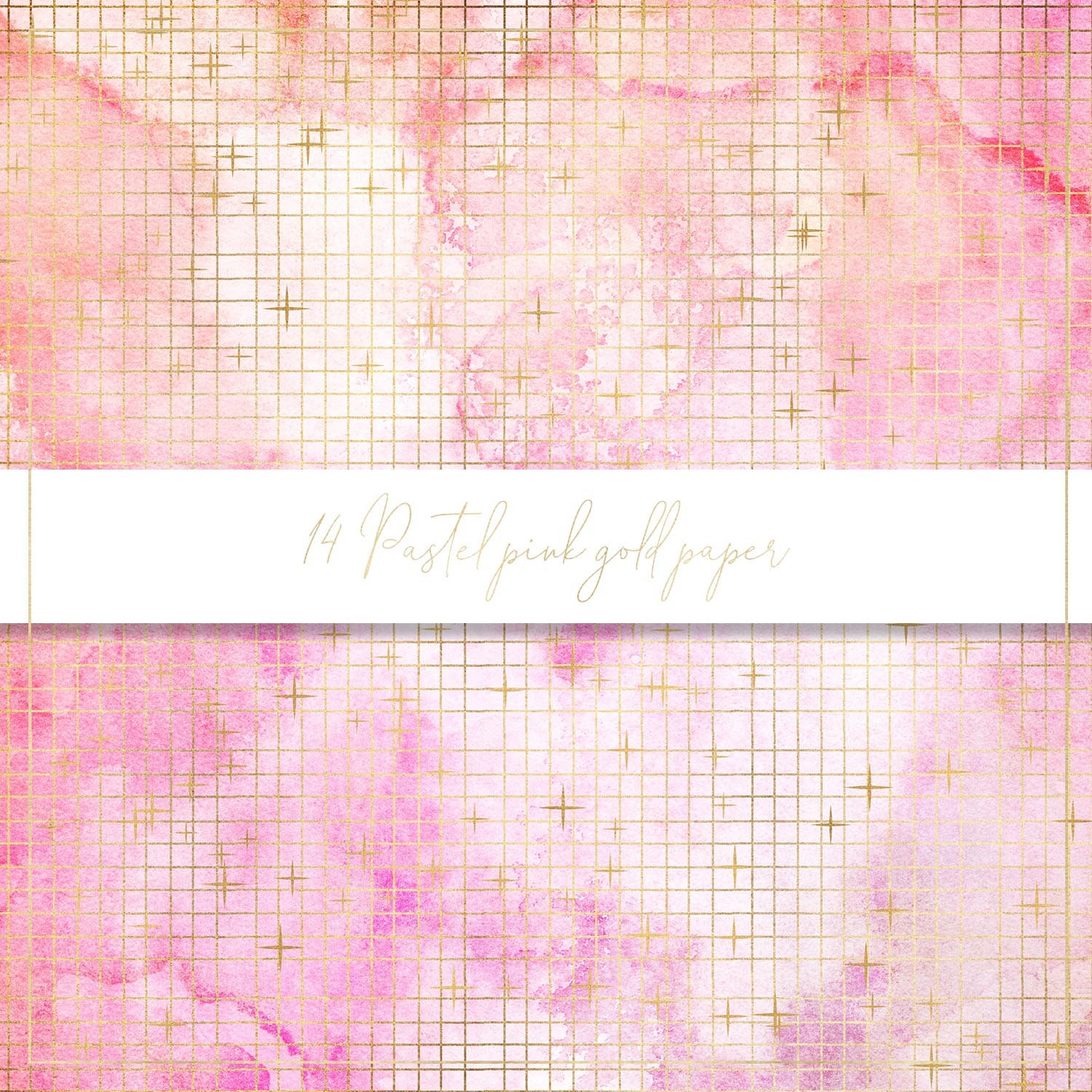 Pastel Pink Digital Paper, Geometric Gold Pattern, Pastel Background ...