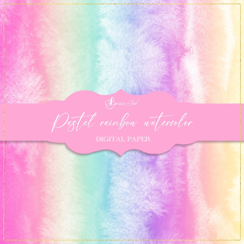 Pastel Rainbow Watercolor Digital Paper, Gradient Wallpaper, Ombre ...