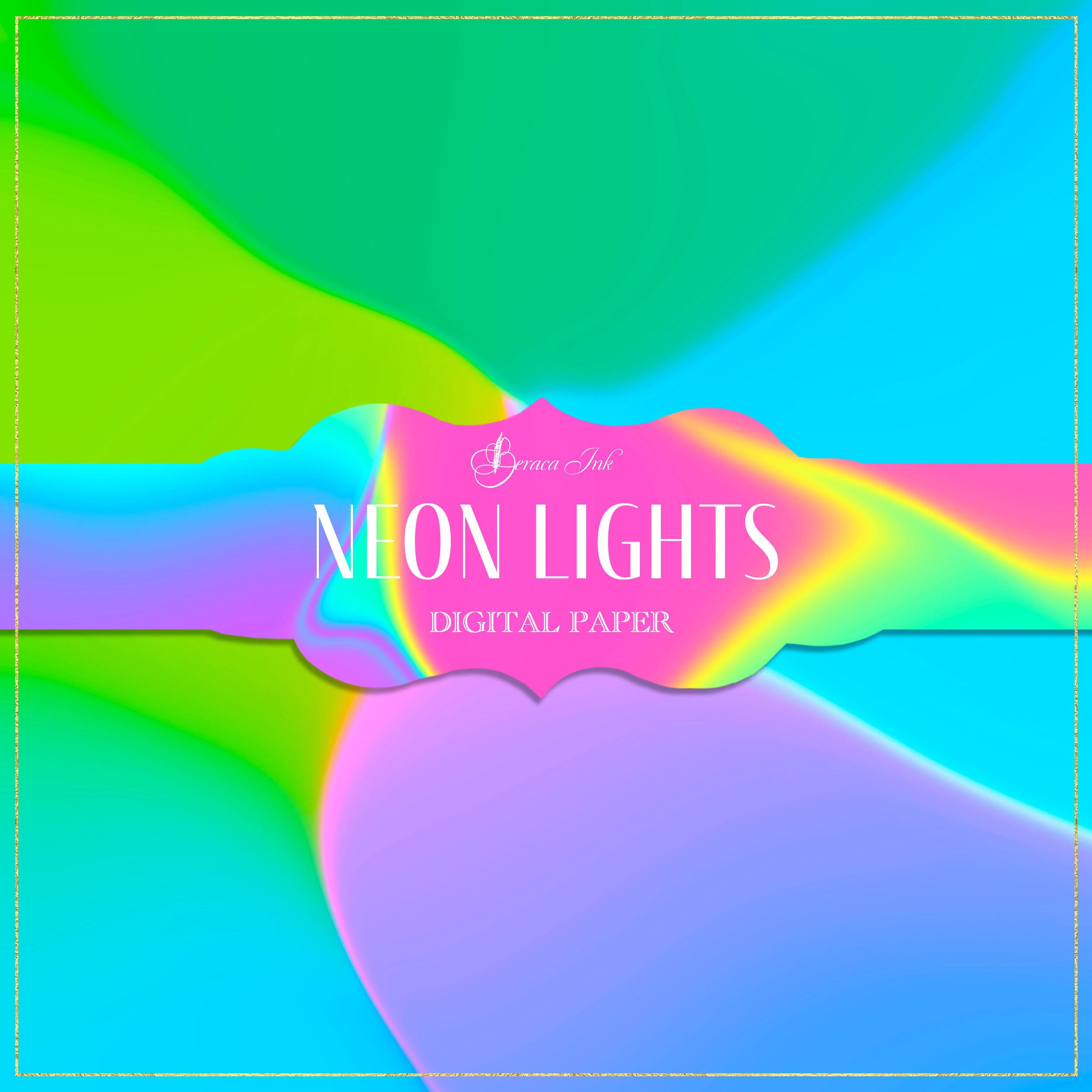 Neon Lights Digital Paper Abstract Pattern Rainbow - Etsy