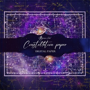 Constellation Digital Paper, Galaxy Backdrop, Star Map Paper, Outer ...