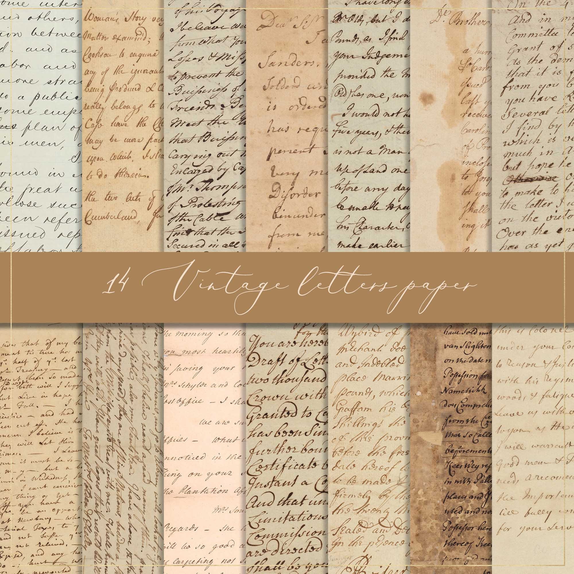 Vintage Letters Digital Paper, Old Documents, Ephemera Paper, Antique ...