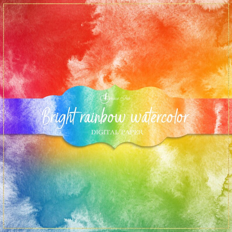 Bright Rainbow Watercolor Digital Paper Watercolour Texture | Etsy