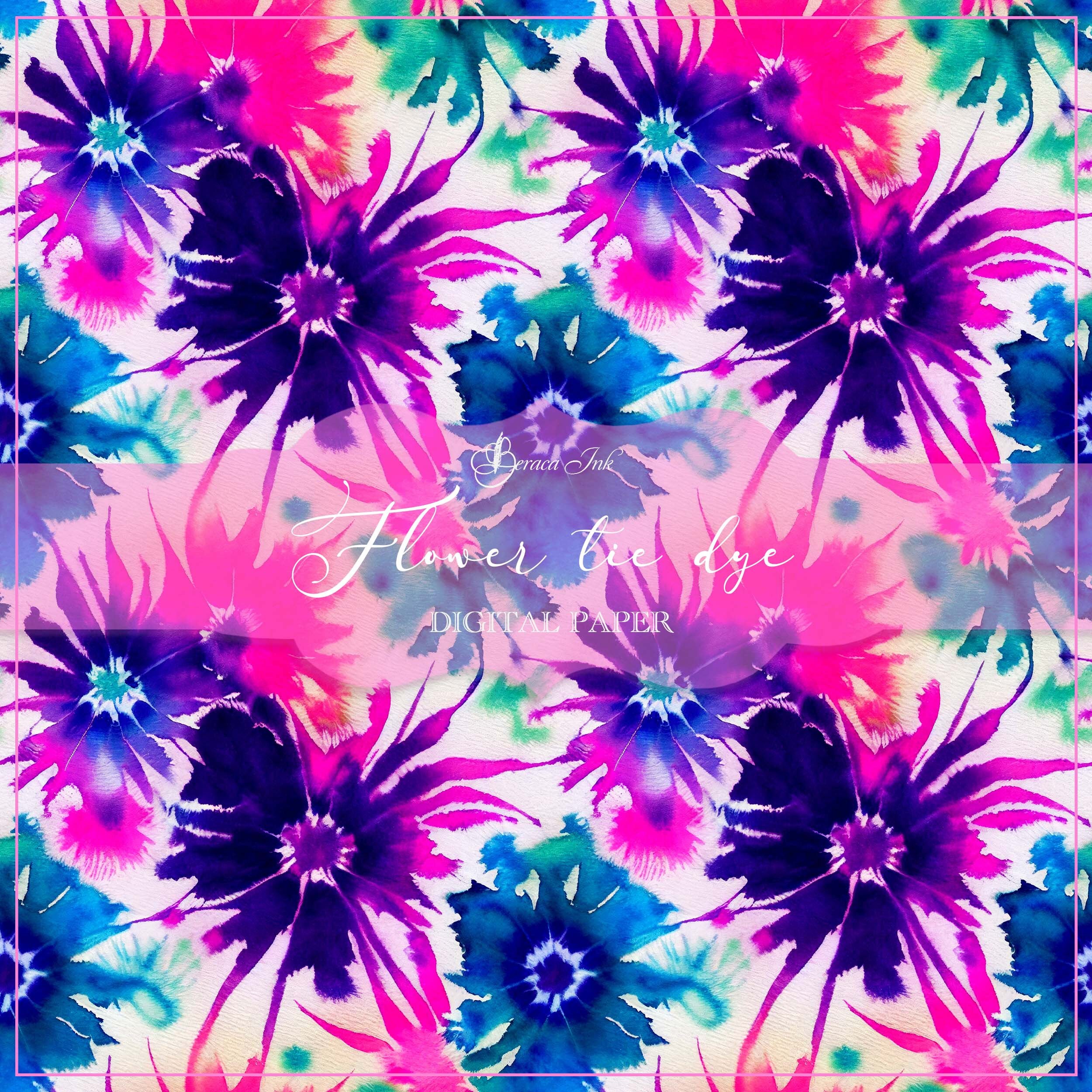Flower Tie Dye Digital Paper Seamless Pattern Colorful - Etsy