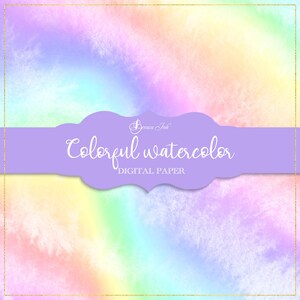 Colorful Watercolor Digital Paper, Rainbow Wallpaper, Gradient ...