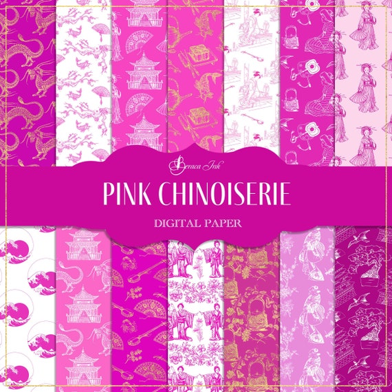 Pink Chinoiserie Digital Paper Seamless Pattern Asian | Etsy