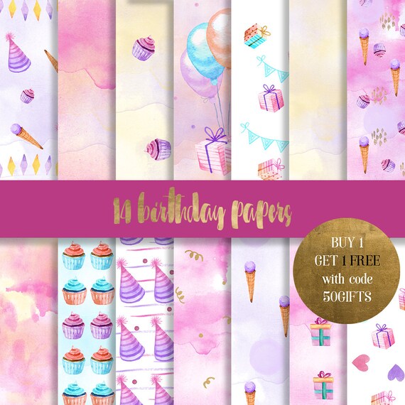Birthday digital paper birthday paper balloons paper happy | Etsy