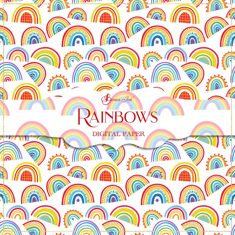 Rainbow Digital Paper Seamless Pattern Rainbow Background | Etsy