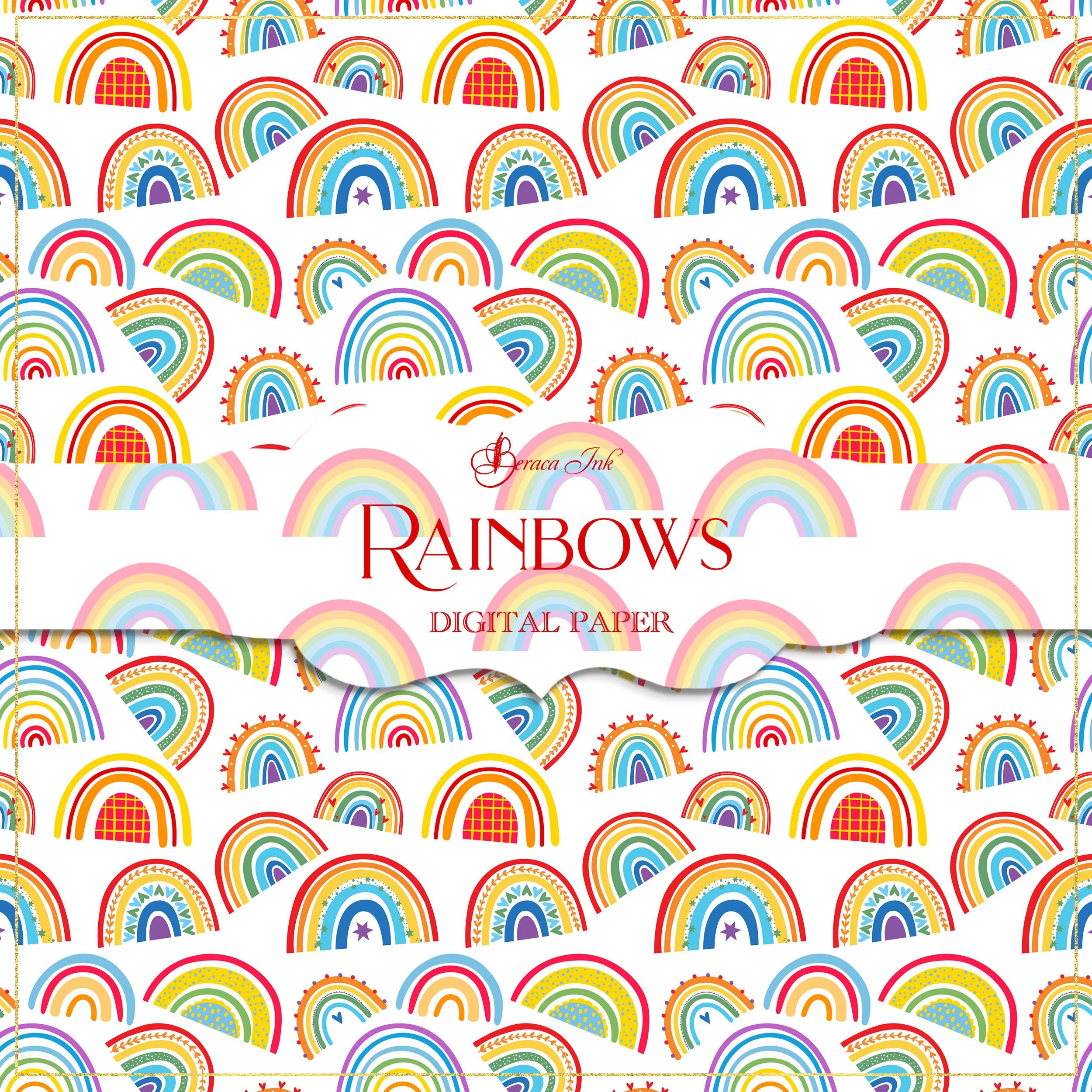 Rainbow Digital Paper, Seamless Pattern, Rainbow Background, Rainbow ...