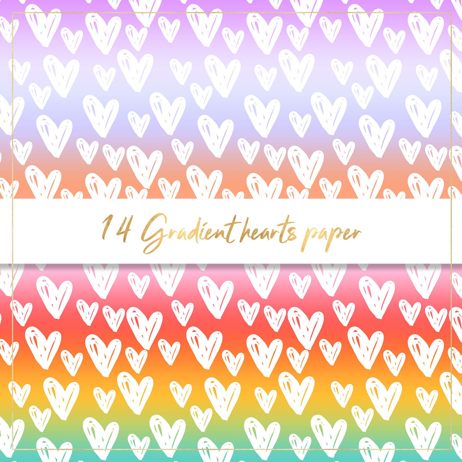 Gradient Hearts Digital Paper Rainbow Hearts Pattern - Etsy